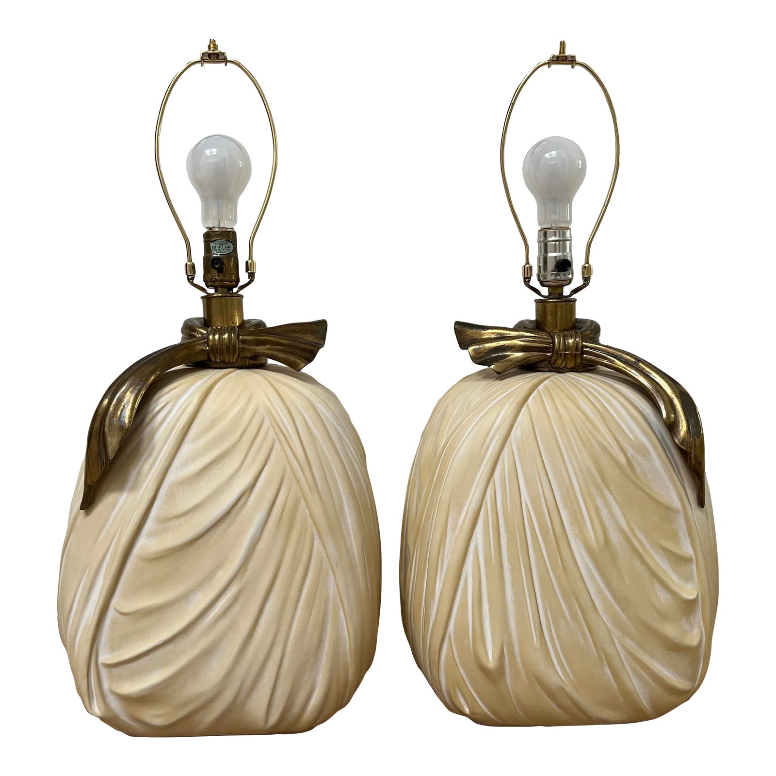 Pair of Chapman Draped-Fabric Table Lamps | Chairish