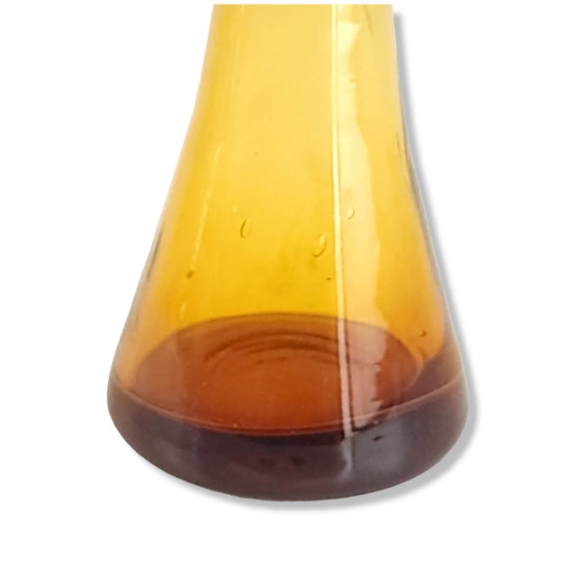 Vintage Amber Glass Vase Hand Blown Bubbles Art Glass Chairish