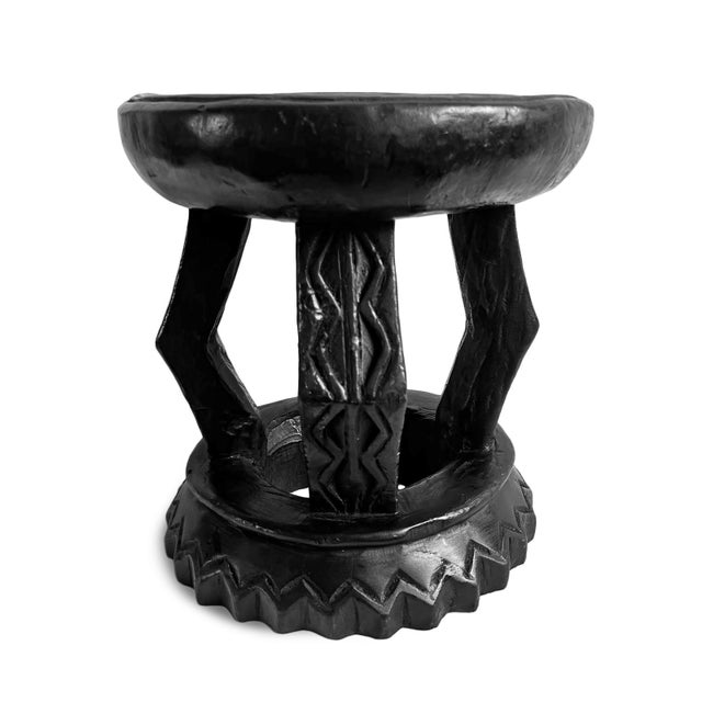 Oka Yoruba Black Stool | Chairish