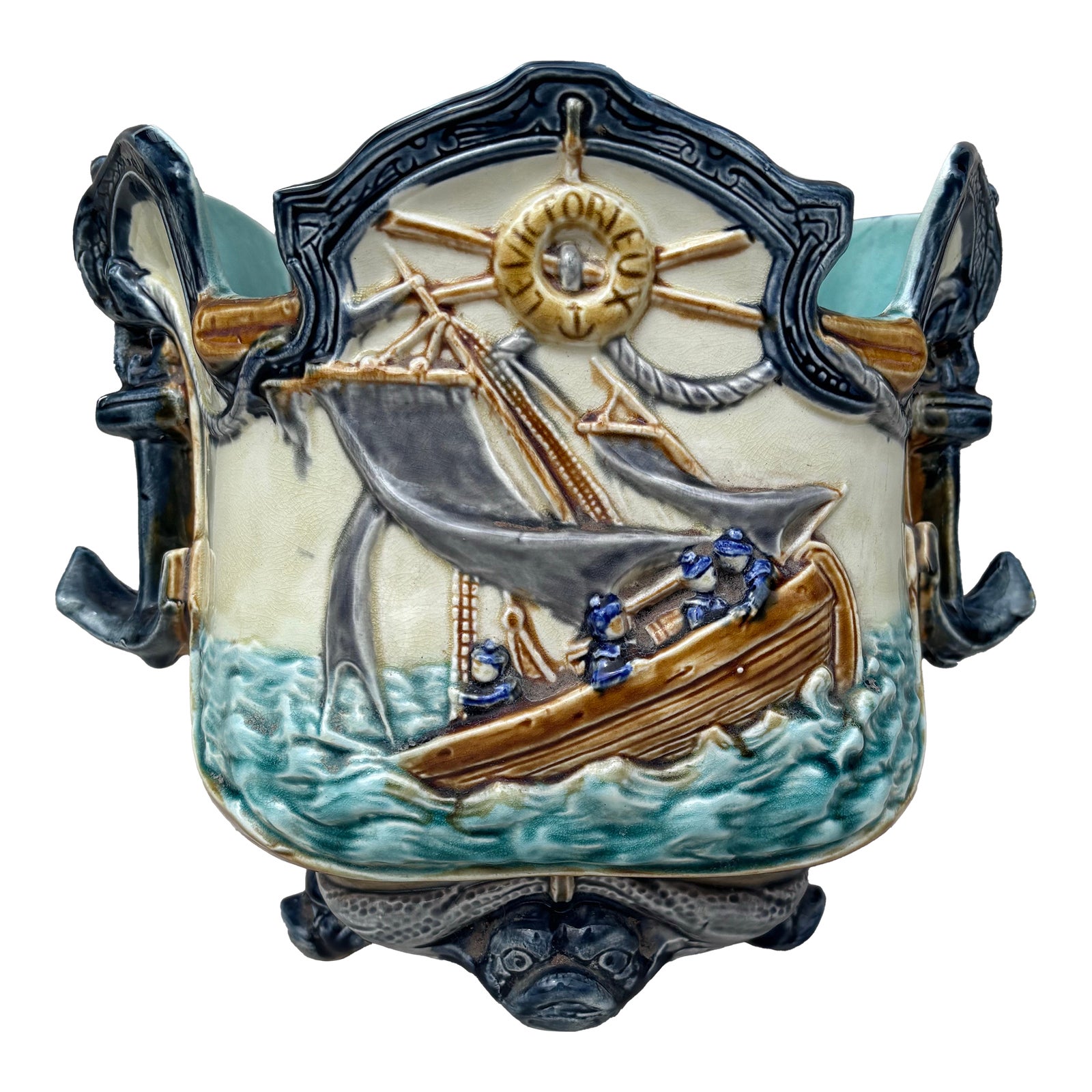 Majolica Nautical Cache Pot Onnaing, Circa 1880 | Chairish