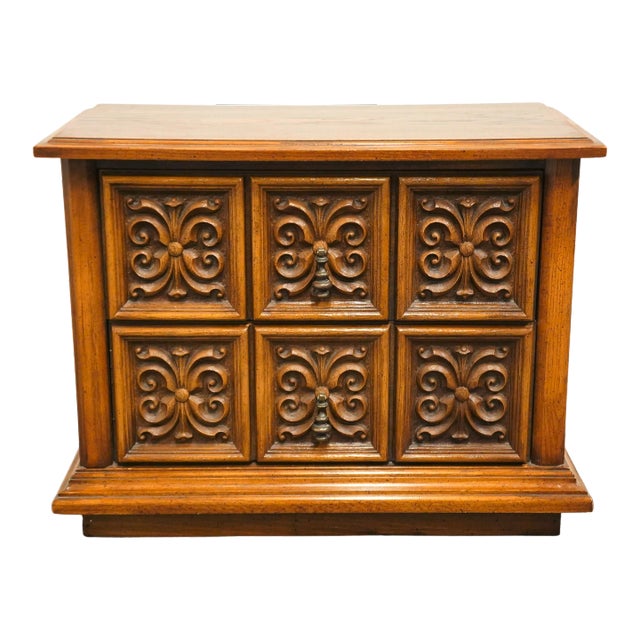 Broyhill Furniture Walnut Spanish Mediterranean Style 30 Two Drawer Nightstand 7685 90 Chairish