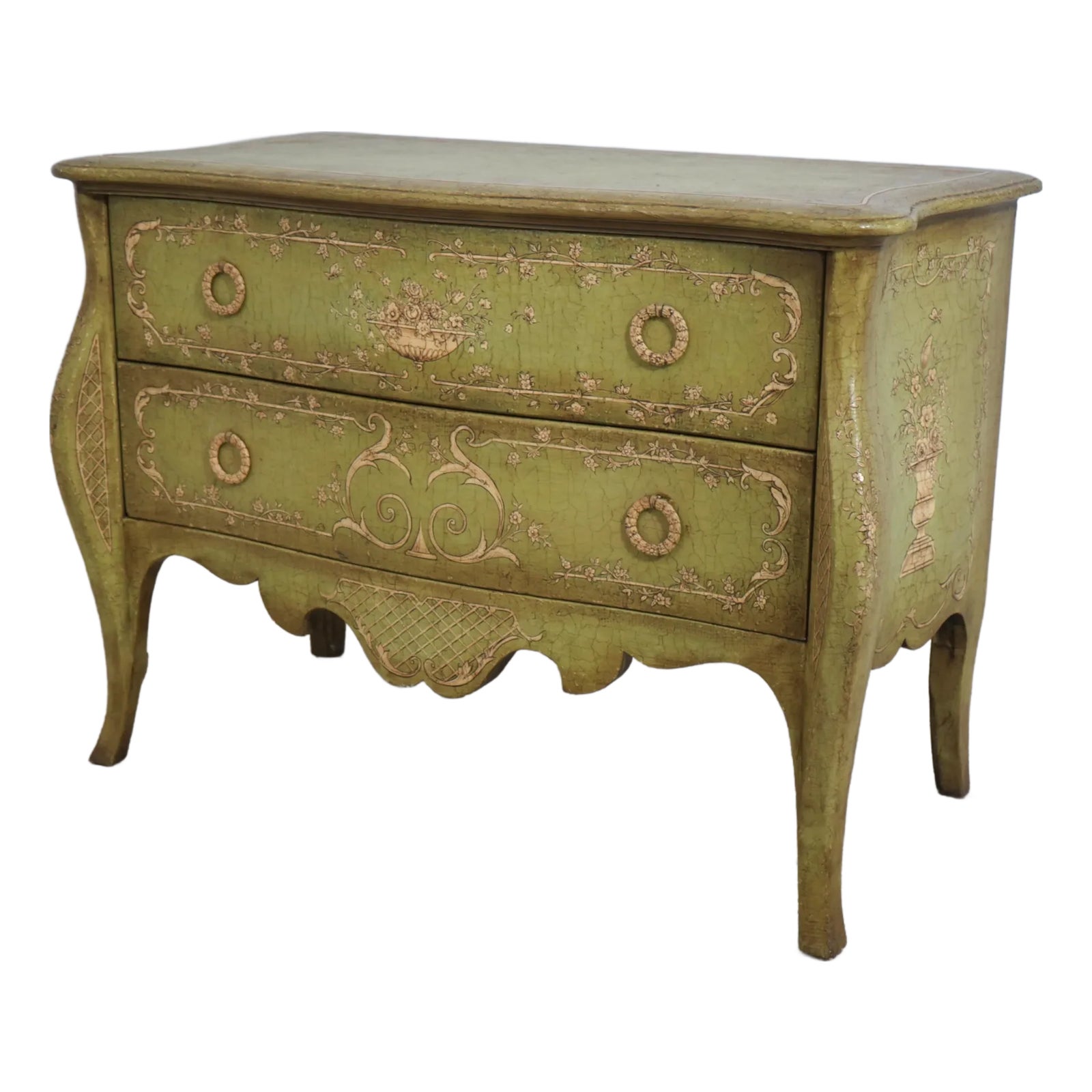 Theodore Alexander Green Painted Venetian Commode Chest | Chairish
