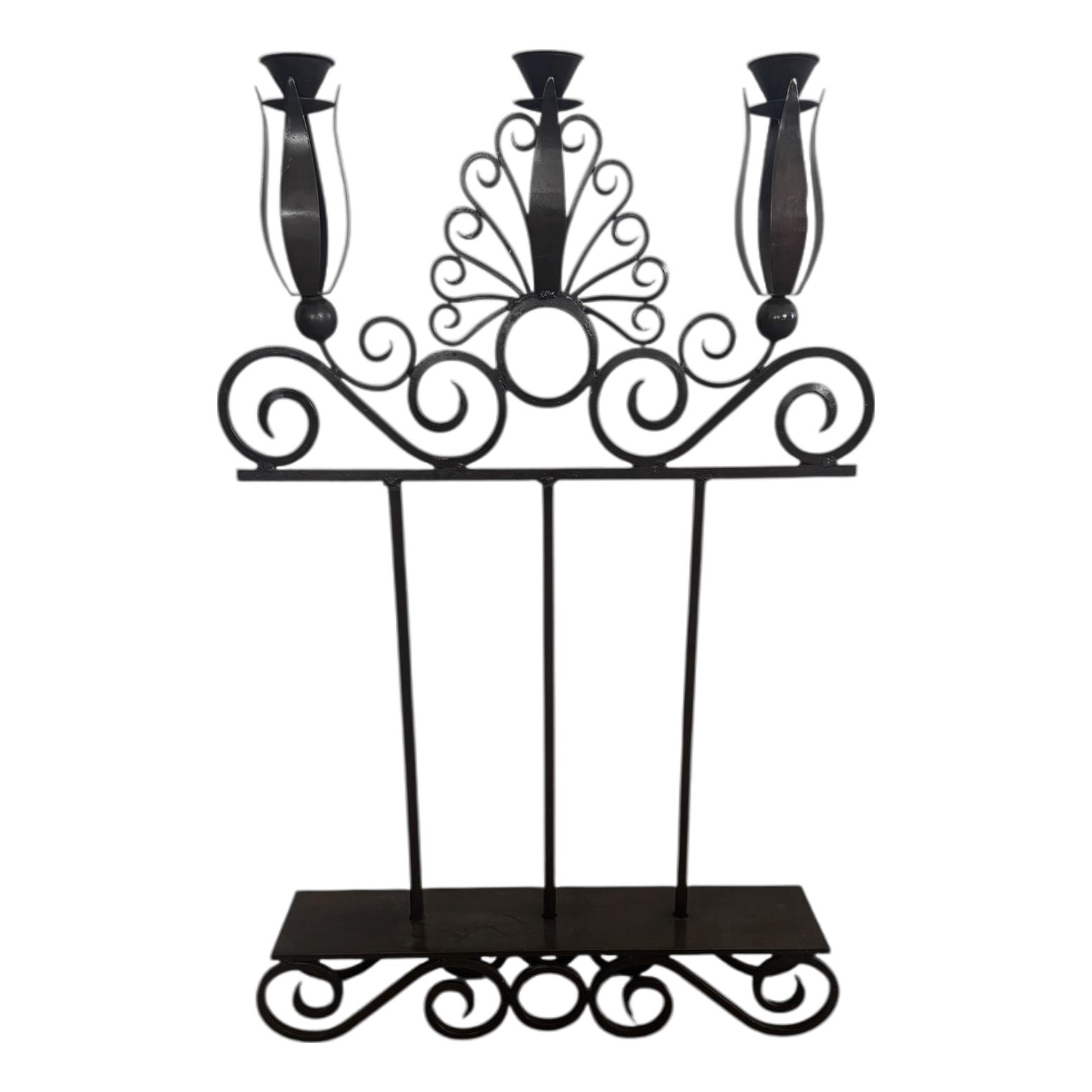 Vintage Hand Forged Wrought Iron Candle Holder | Chairish