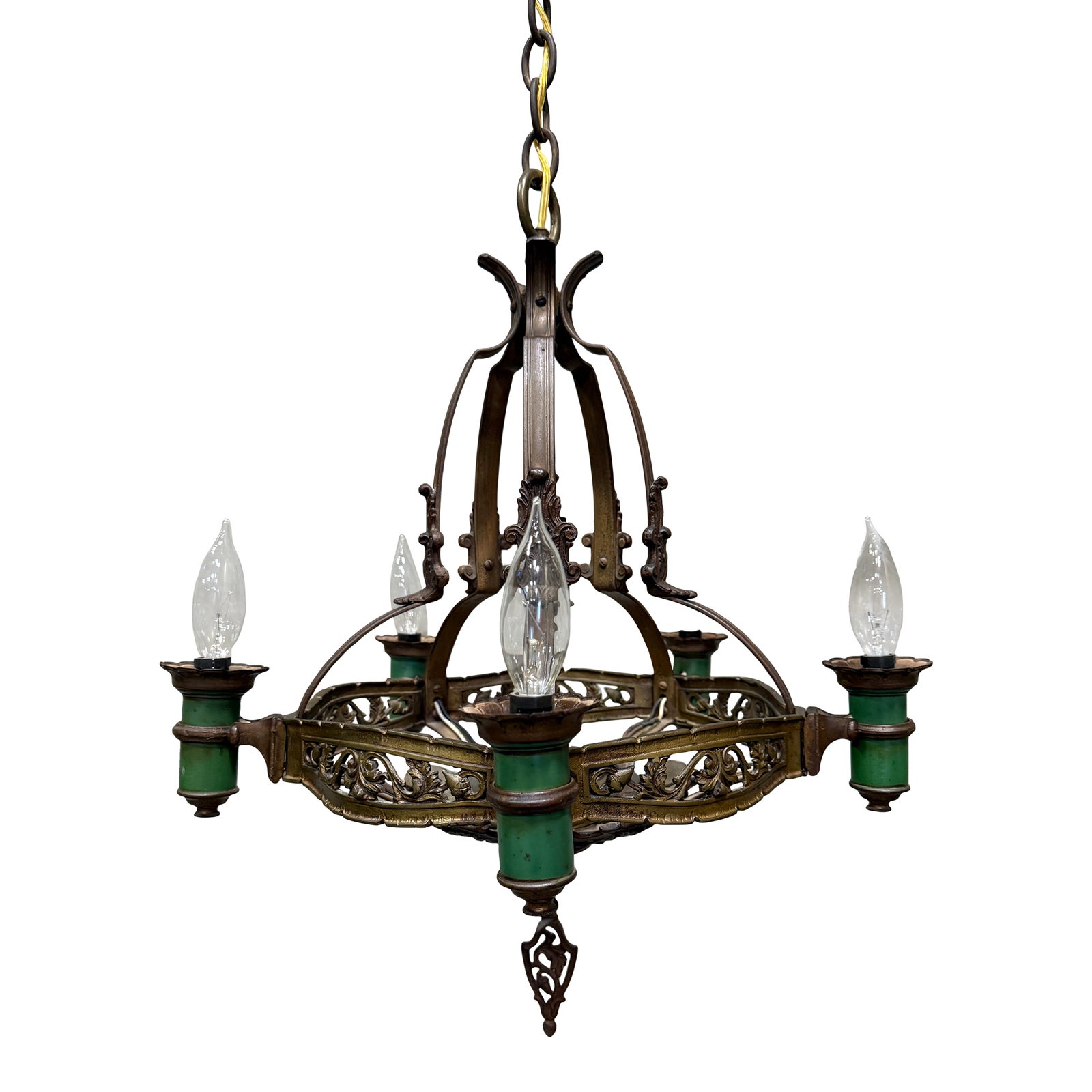 1920s Spanish Revival / Gothic Revival Cast Iron Chandelier – 4-Light ...
