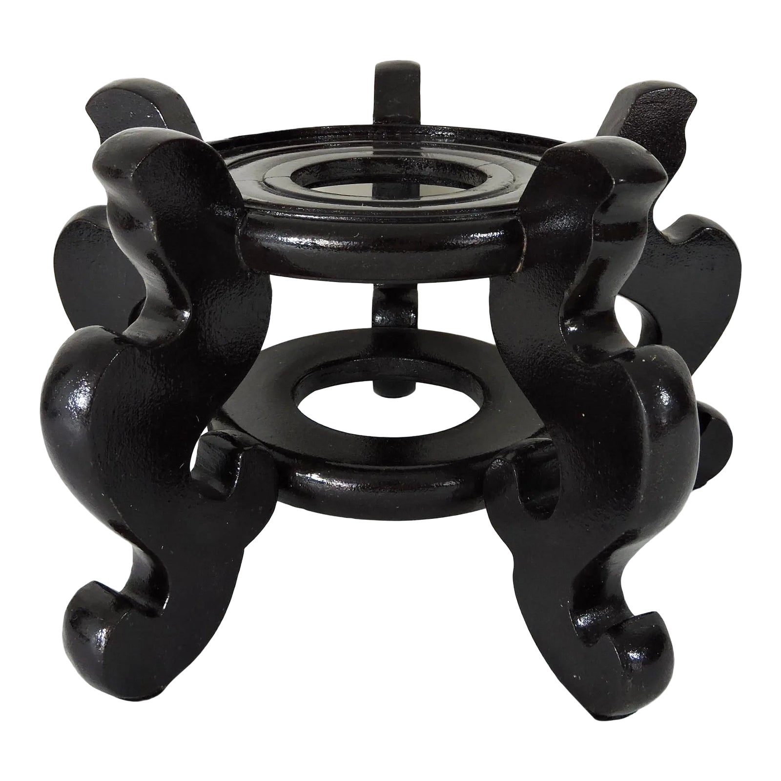 Late 20th Century Traditional Chinese Black Wood Display Stand 5 ...