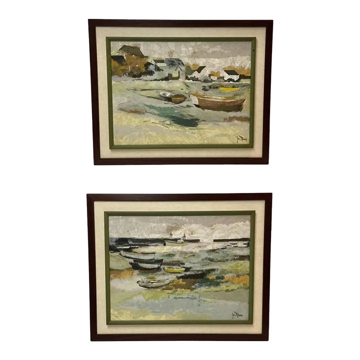 Jos Joseph Rovers, Two Mid-Century Serigraph Seascapes of Boats in ...