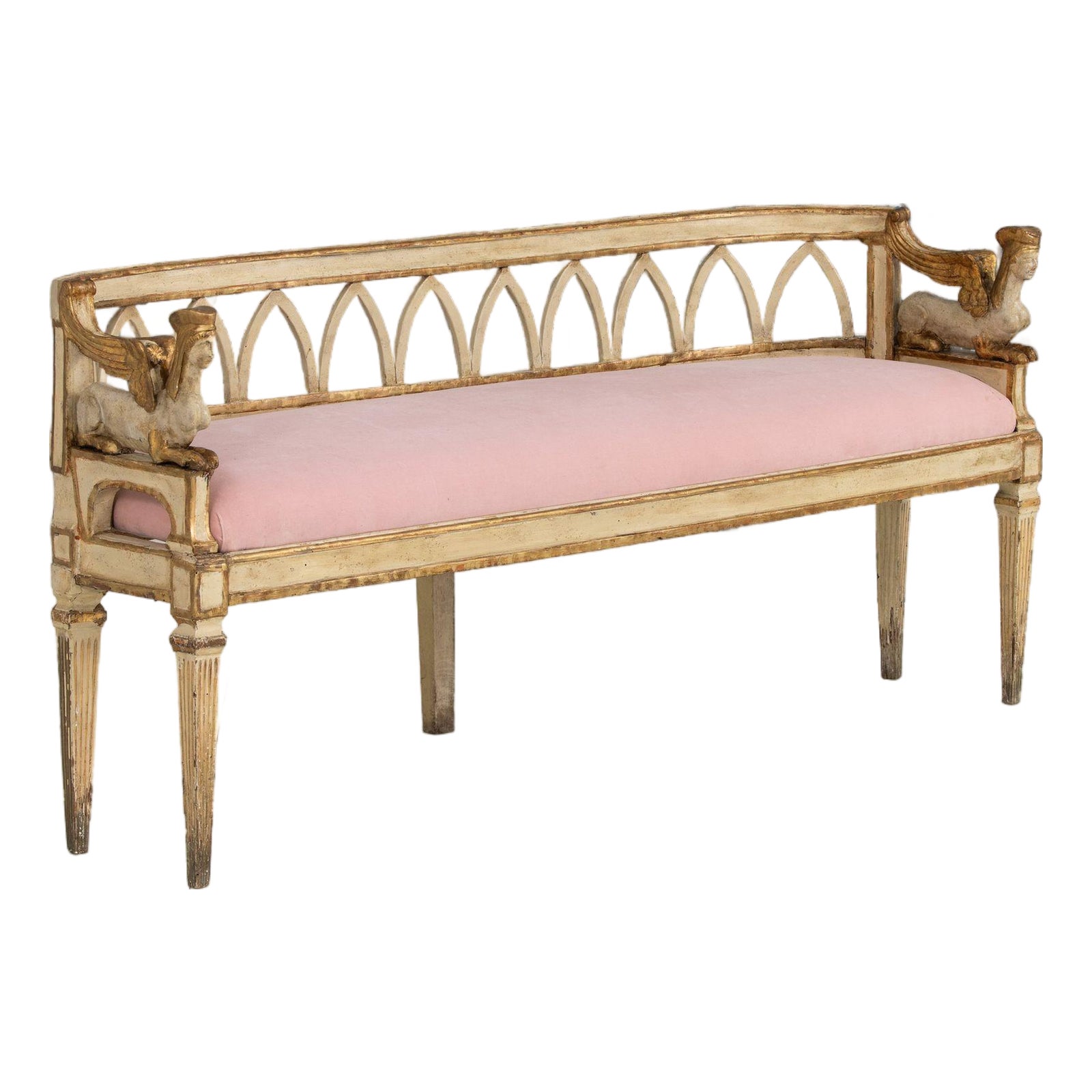 18th C. Italian Neoclassical Sphinx Sofa in Original Paint and Giltwood ...