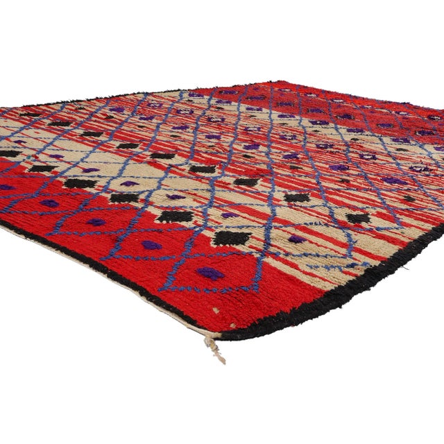 Vintage Red Moroccan Azilal Rug - 07'01 X 10'04 | Chairish