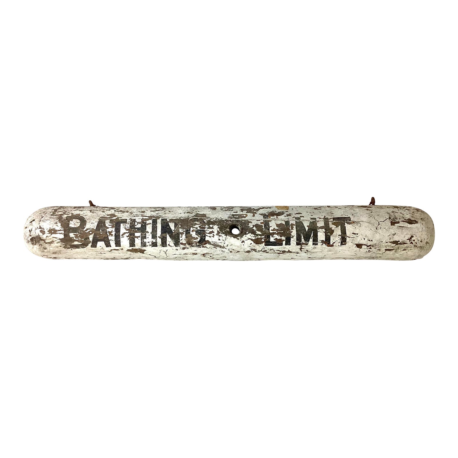 Antique Folk Art Wood Bathing Limit Water Buoy Sign Hand Painted | Chairish