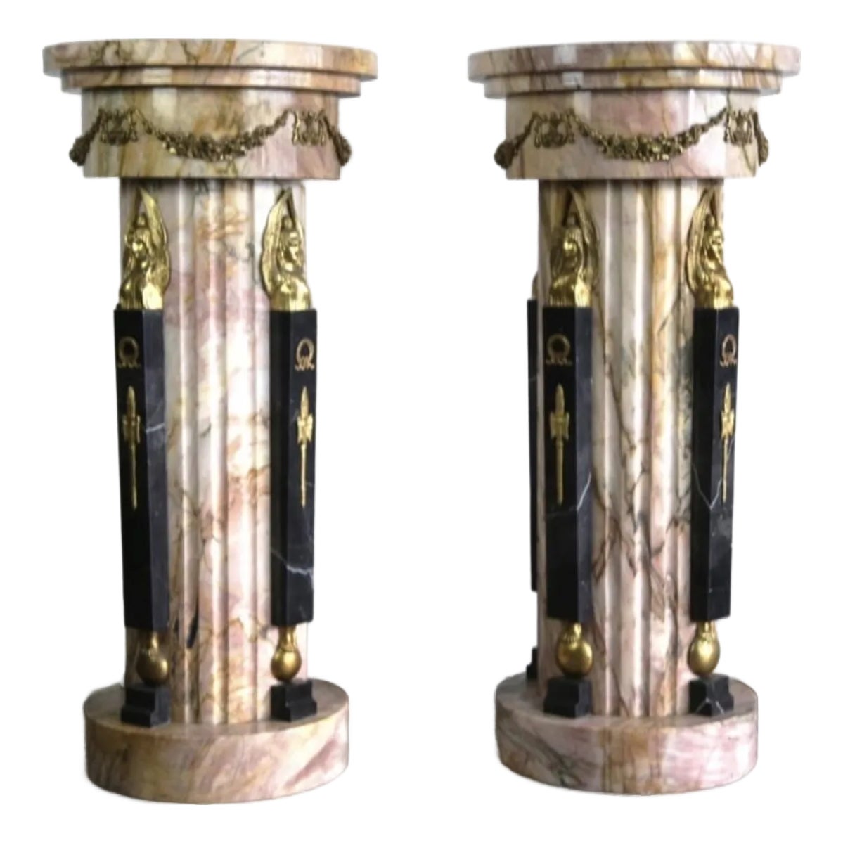 French Empire Style Marble Columns - a Pair | Chairish