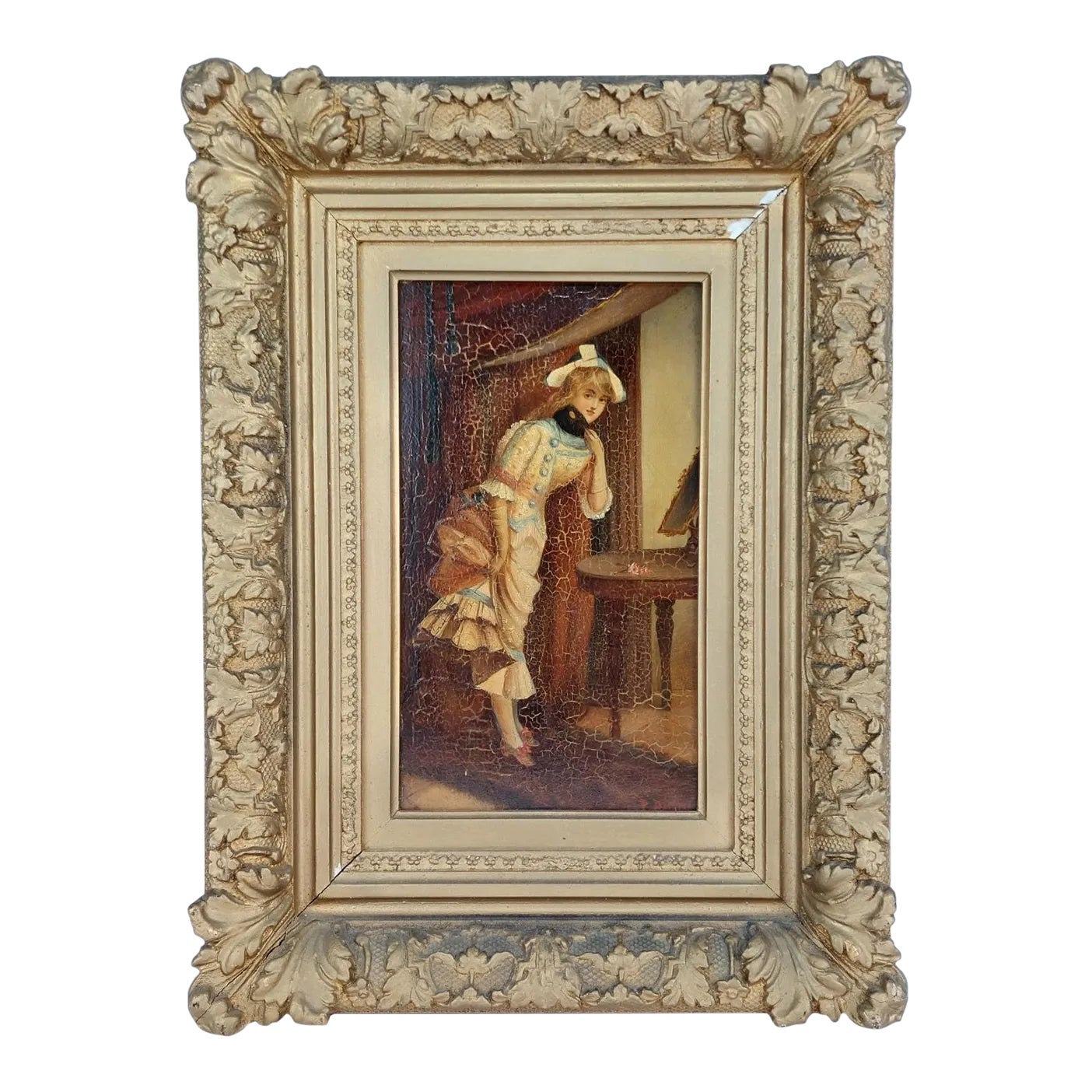 19th Century Pierre Duval Le Camus Oil on Wooden Panel Painting of a ...