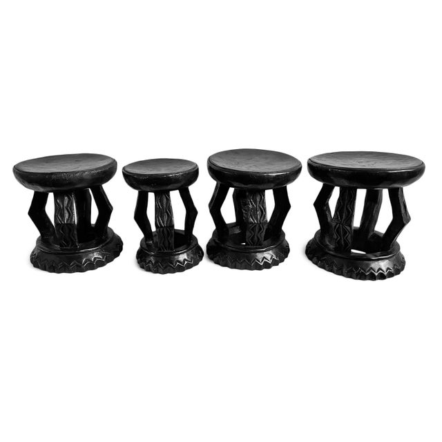 Oka Yoruba Black Stool | Chairish