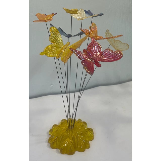 Vintage MCM Lucite Kinetic Wire Butterfly Sculpture | Chairish