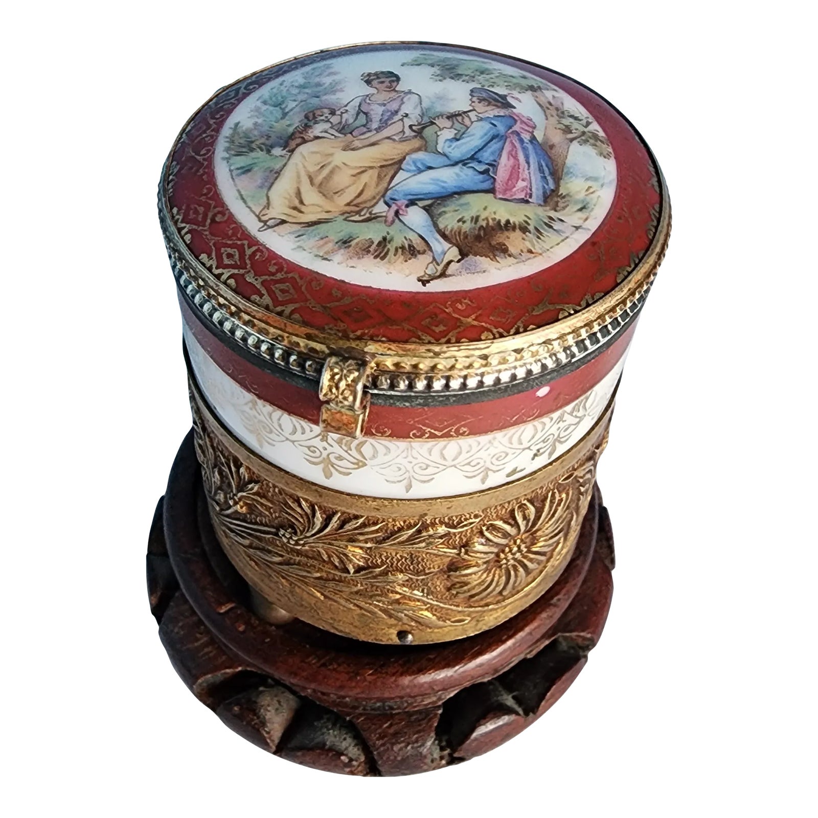 Early 20th Century French Music Box With Fragonard Scene on Lid and ...