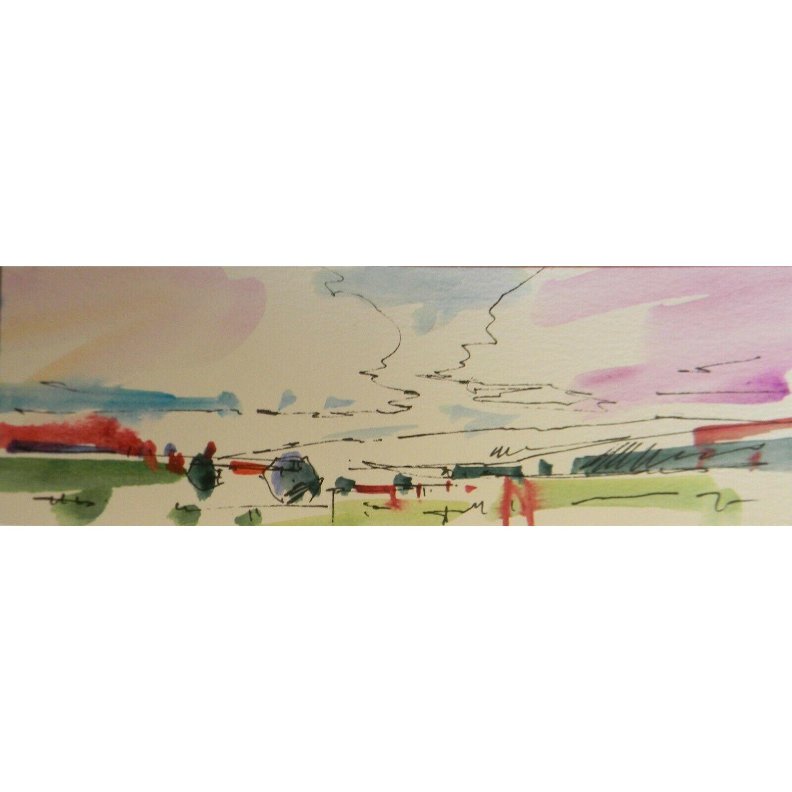 Contemporary Abstract Prairie Landscape Watercolor Painting by Jose ...