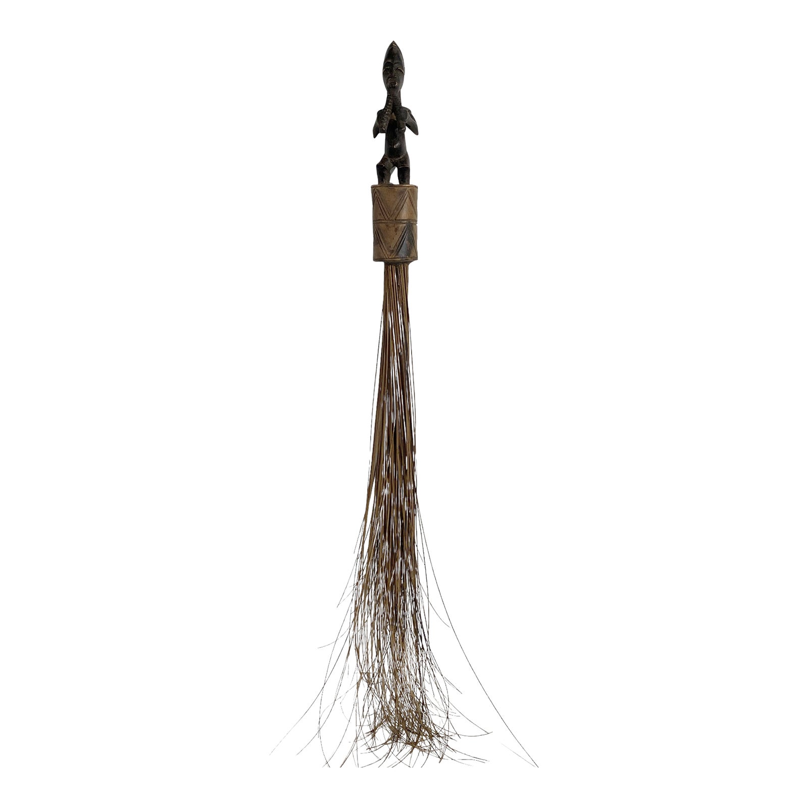 African Baule Broom With a Male Figure 31" H | Chairish