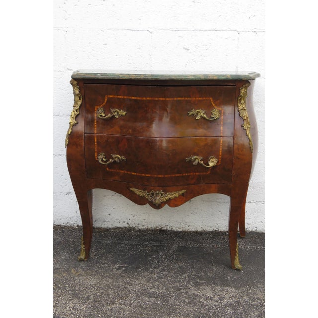 French Marble Top Bombay Serpentine Inlay Commode Dresser Bathroom ...
