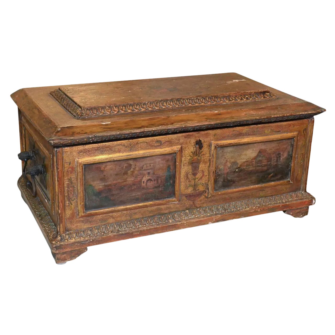 Early 19th Century Italian Painted Coffer | Chairish