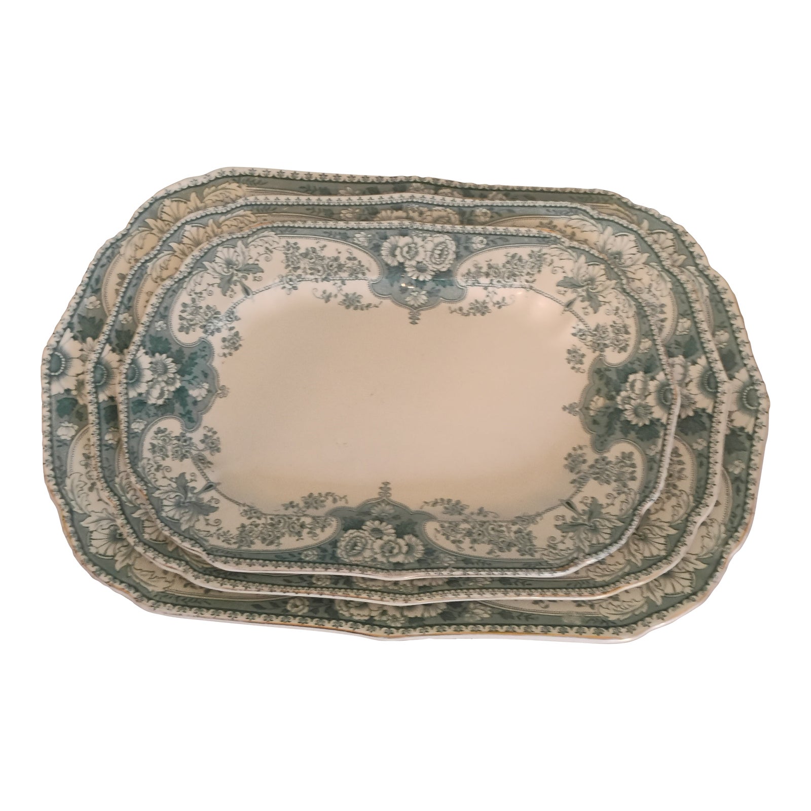 Late 19th Century Stanley Pottery Blue Melba Pattern Serving Platters ...