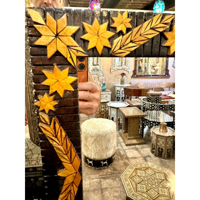 Vintage Wood Inlaid Mirror | Chairish