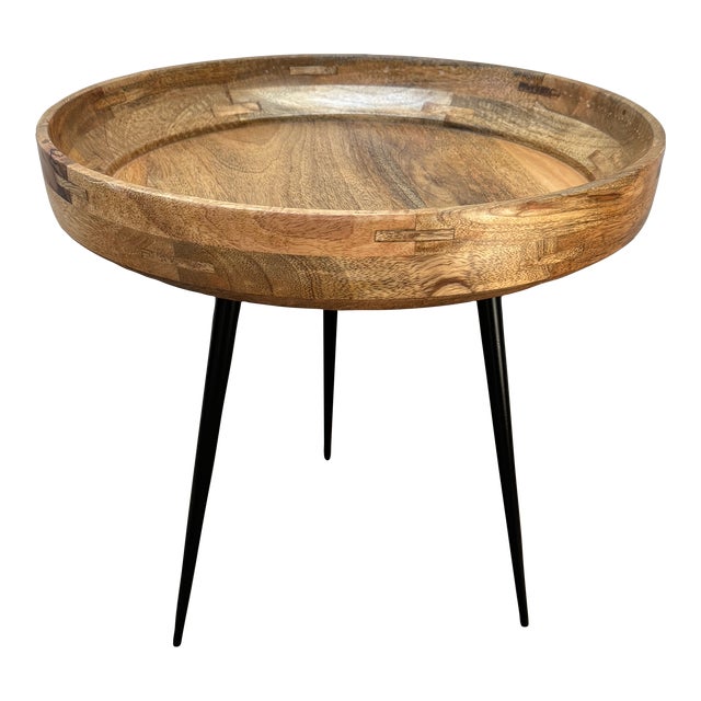 Mater Round Mango Wood Bowl Side Table | Chairish