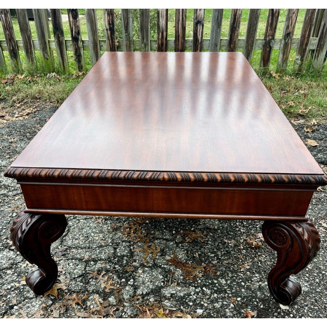 1990s Polo Ralph Lauren Large Mahogany Coffee Table With Carved Legs ...