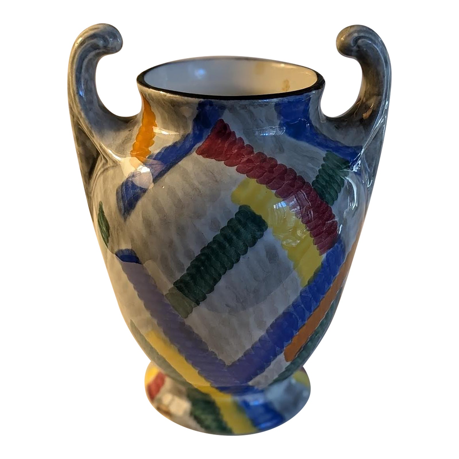 Eva Zeisel 1920's Gobelin Pattern Art Deco Vase for Smf Wheelock Black ...