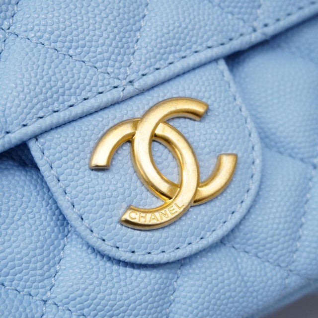 Chanel Shoulder Bag Matelasse Chain Caviar Skin Light Blue Ladies ...