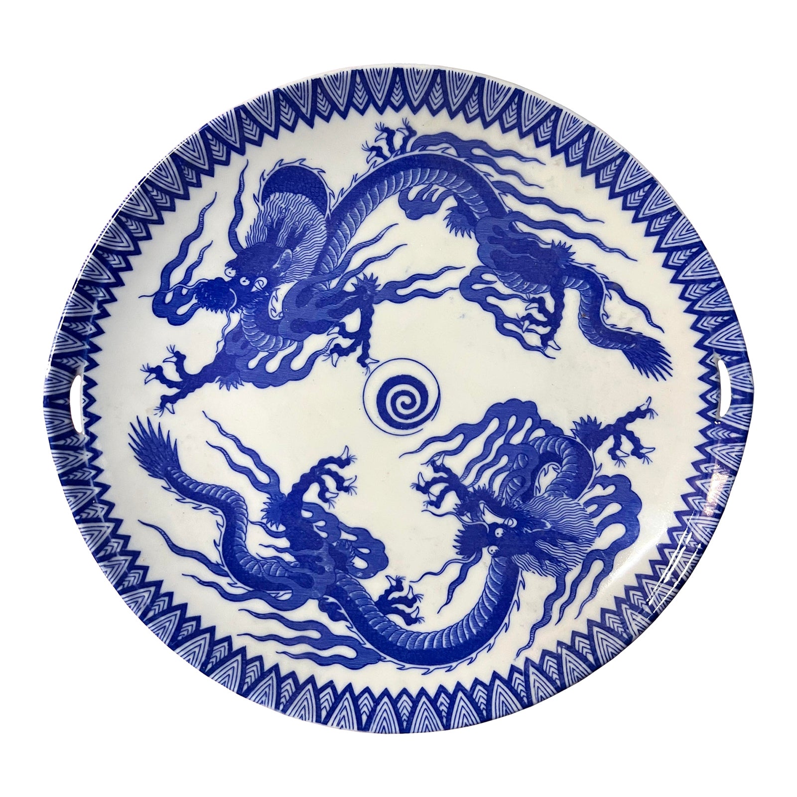 Japanese Porcelain Dragon Plate | Chairish
