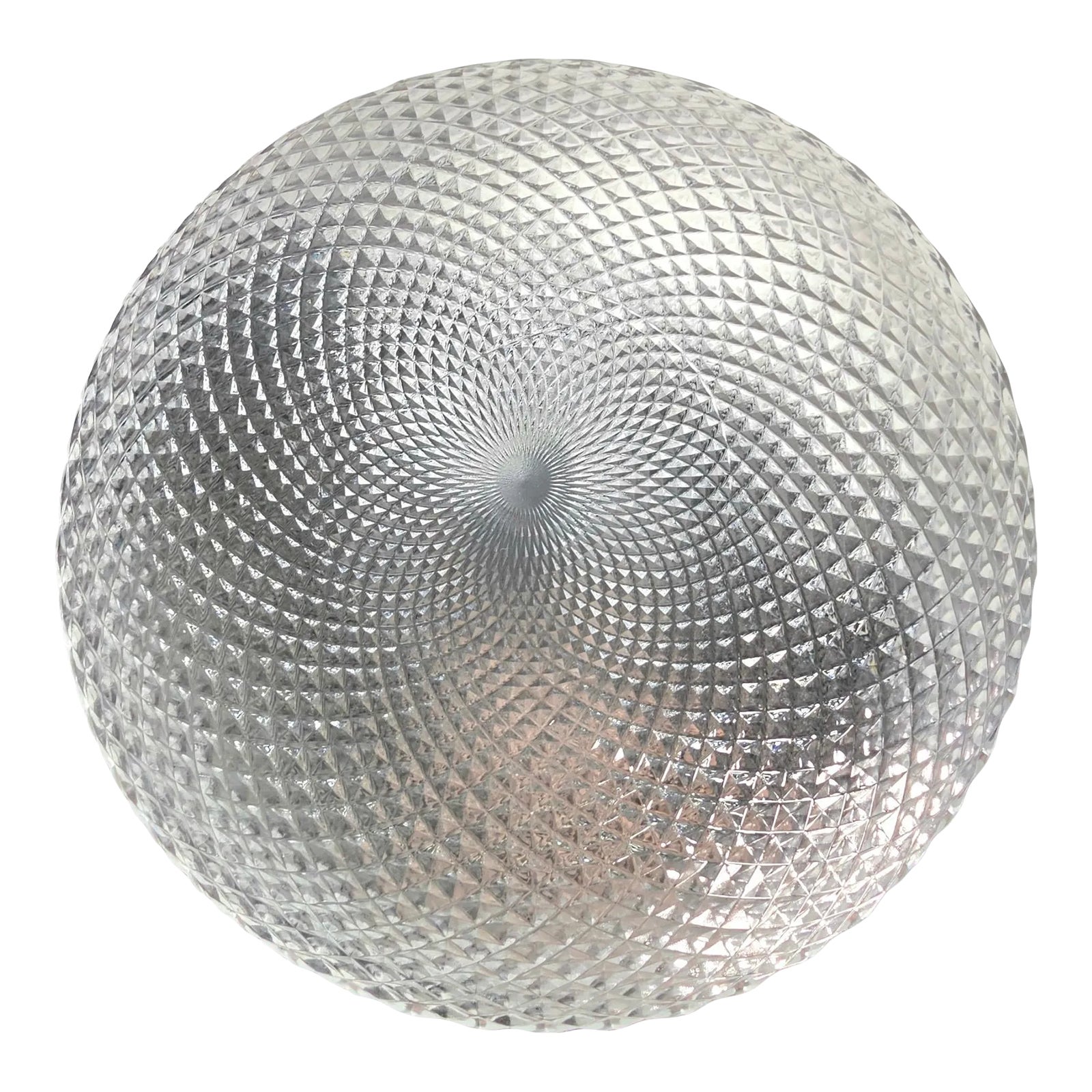 Italian Murero Glass Waffle Round Bowl Crystal Glass | Chairish