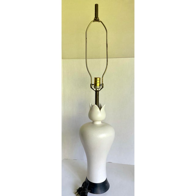 Hollywood Regency Pottery Ceramic Tulip Shaped Table Lamp and Shade ...