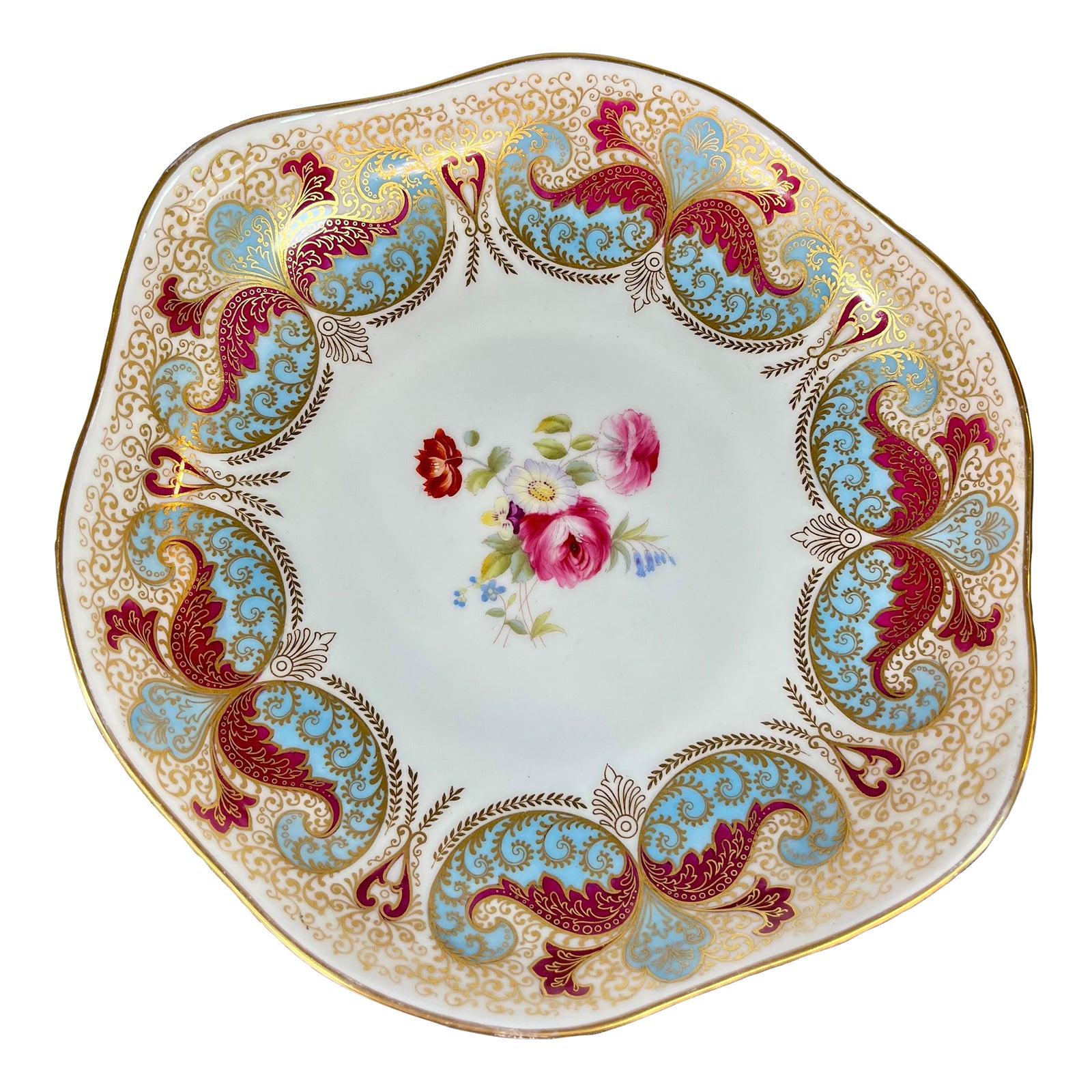 Antique Cauldon (England) Hand Painted Porcelain Free Form Bowl | Chairish