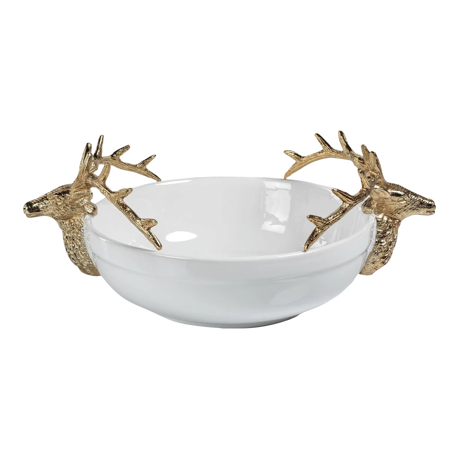 Alberg Ceramic Bowl with Gold Stag Head Design, Medium | Chairish
