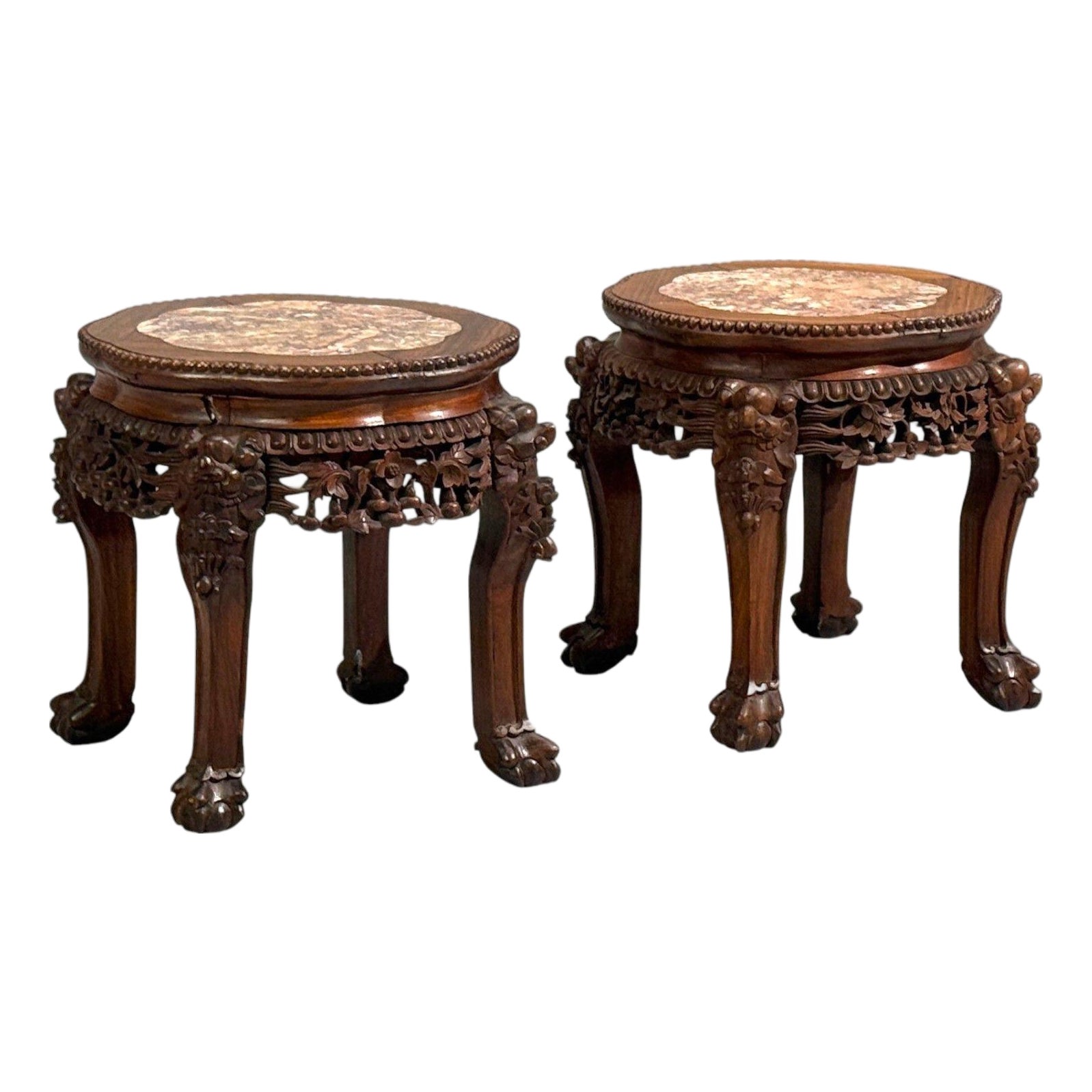 Chinese Export, Low Occasional Tables, Hardwood, Marble, China, 19th C ...