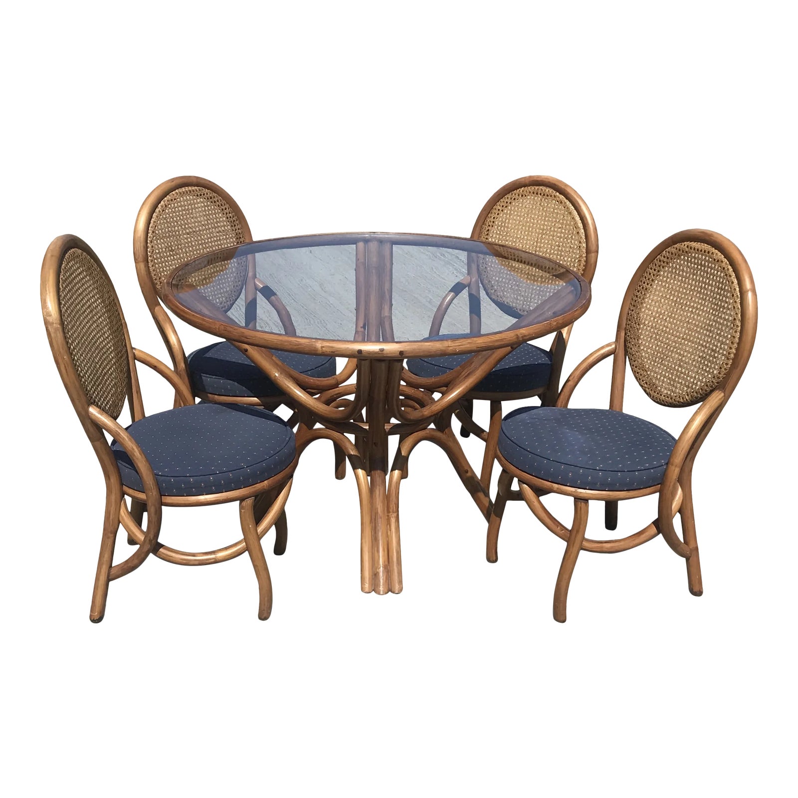 Mid Century Modern Bamboo Rattan Dining Set | Chairish