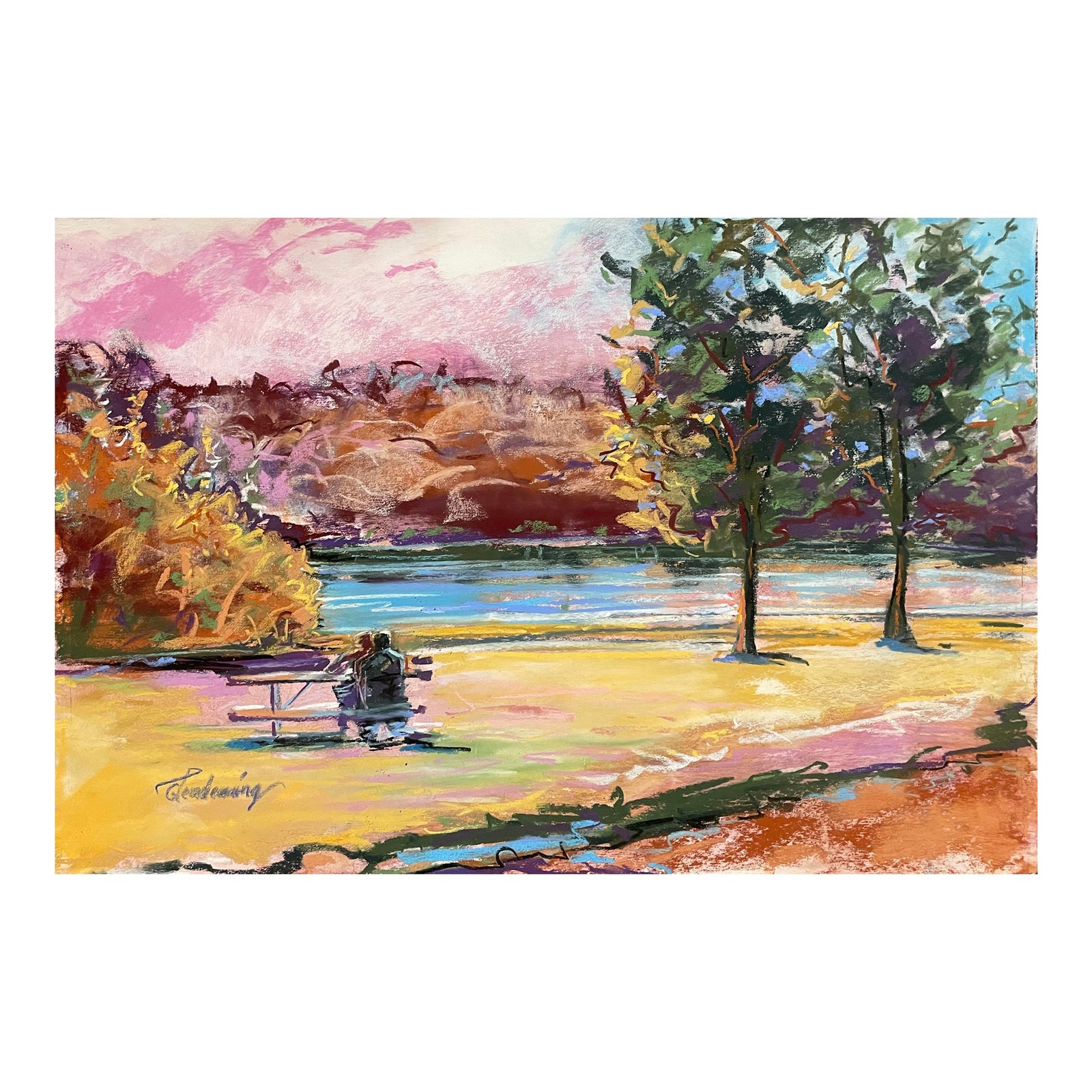 Pacific Northwest Pastel Landscape by Susan Glendenning | Chairish
