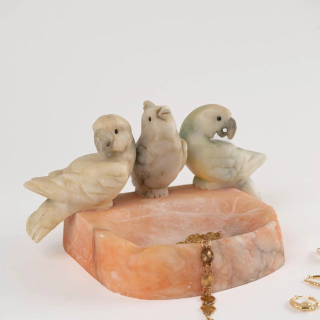 Vintage Alabaster Parrot Ashtray Catchall Tray | Chairish