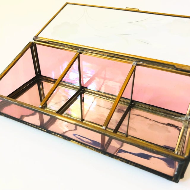 Etched Glass and Brass Divided Box | Chairish