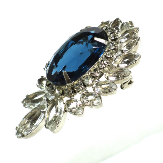 Vintage Designer Juliana Sapphire Crystal Brooch Set 1960s | Chairish