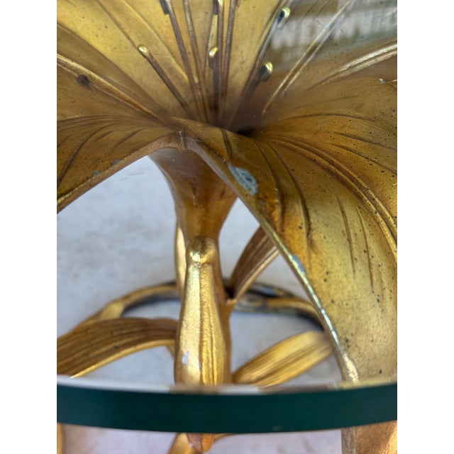 Mid-20th Century Arthur Court Gilded Lily Side Table With Glass Top ...
