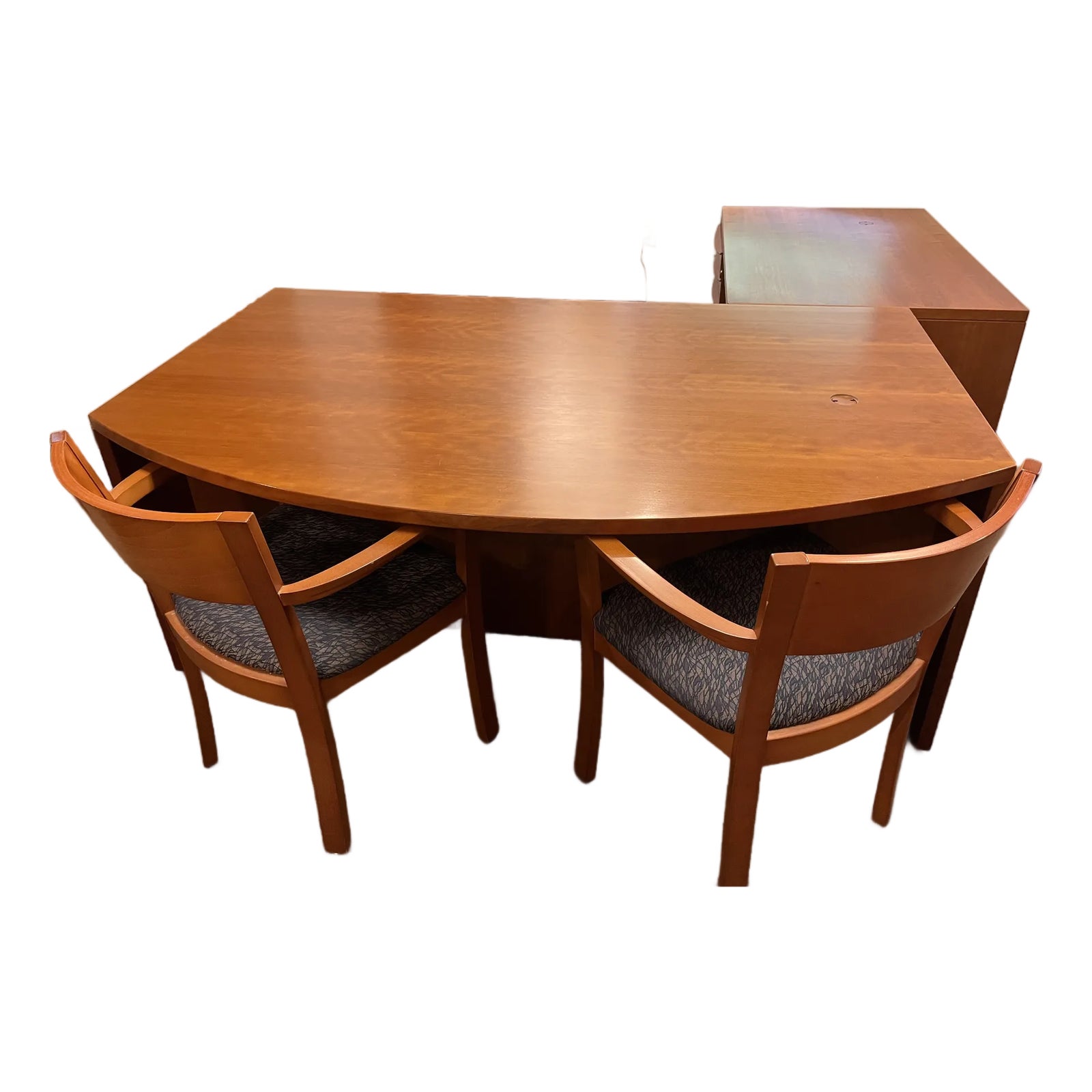 1990s Jesper Danish Executive Desk With Side Computer Desk and Chairs ...