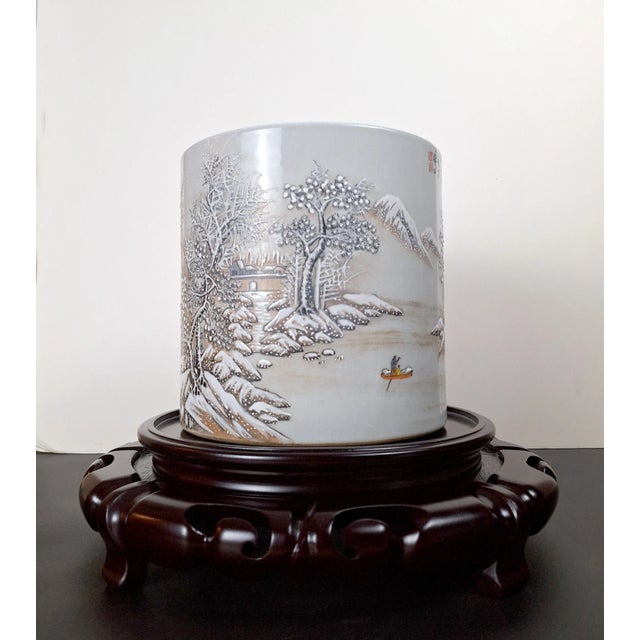 Chinese Porcelain Snow Landscape Bitong | Chairish