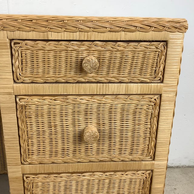 Boho Modern Wicker Writing Desk | Chairish