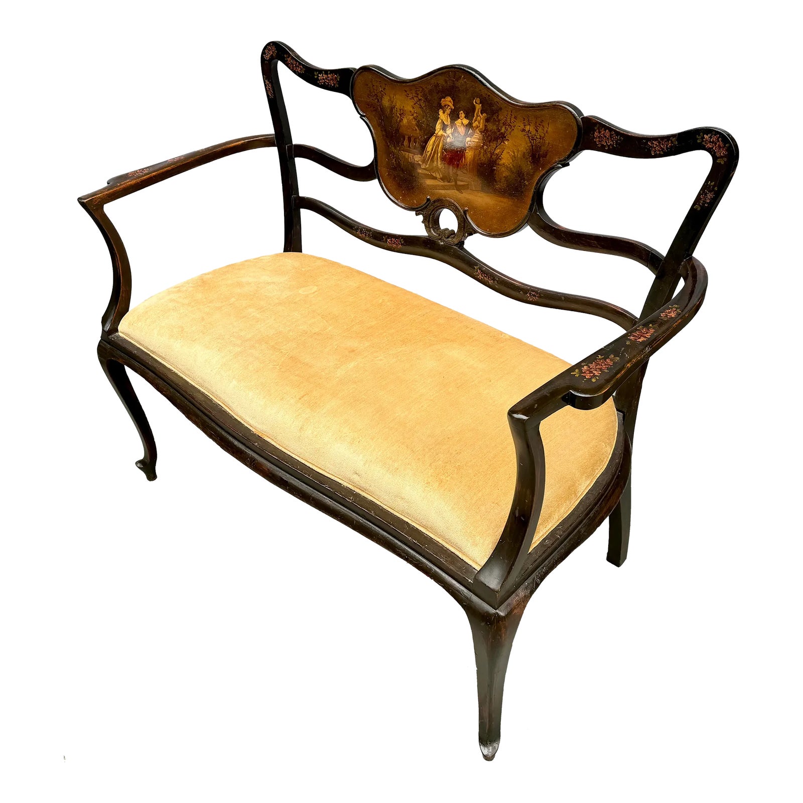 Late 19th Century Louis XV Style Love Seat, Carved With Vernis Martin ...