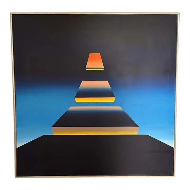 "Infinity Ramp" Large Blue, Yellow and Pink Geometric Abstract Acrylic ...