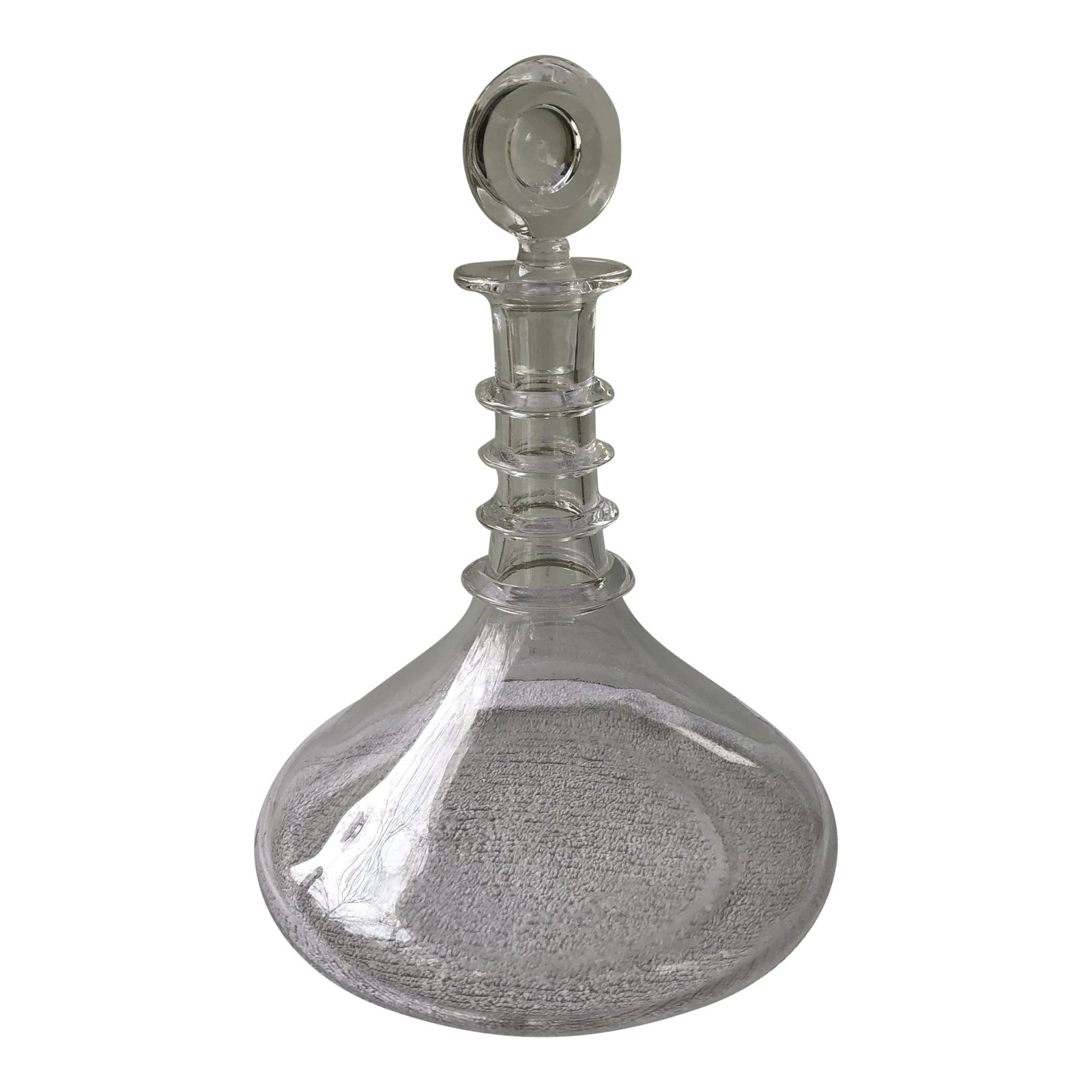 Vintage Glass Ship’s Flat Bottom Decanter | Chairish
