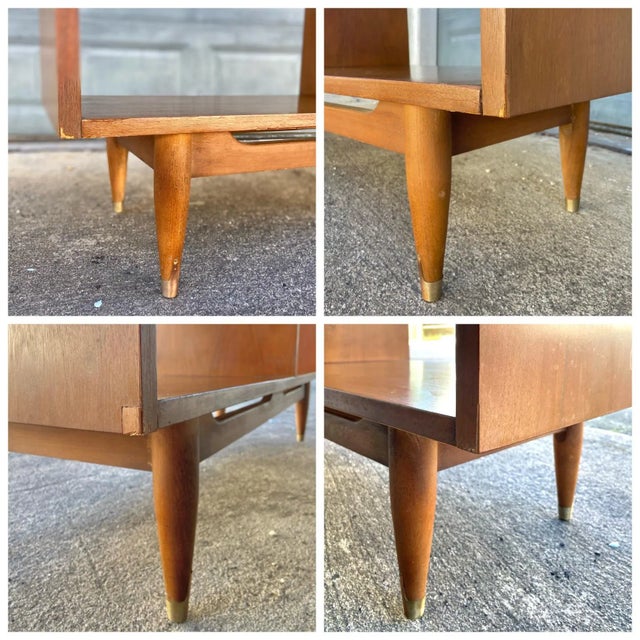 Mid Century Two Sided Bookcase Etagere and Room Divider With Glass Display Shelf Chairish