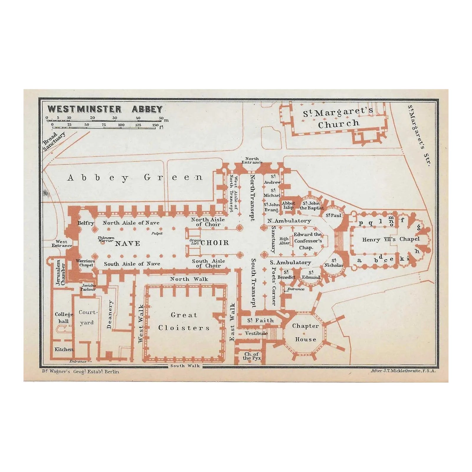 Vintage Westminster Abbey London Map | Chairish