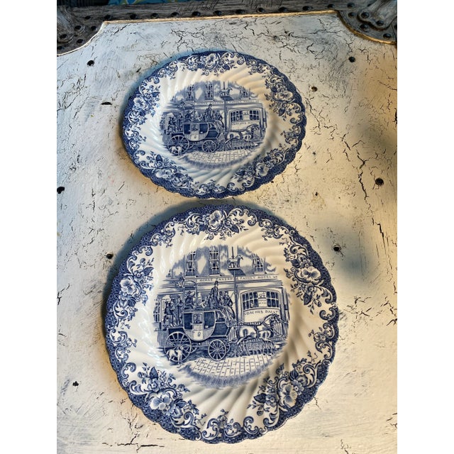 1980s Johnson Brothers Blue Coaching Scenes Salad Plates- Set of 2 ...