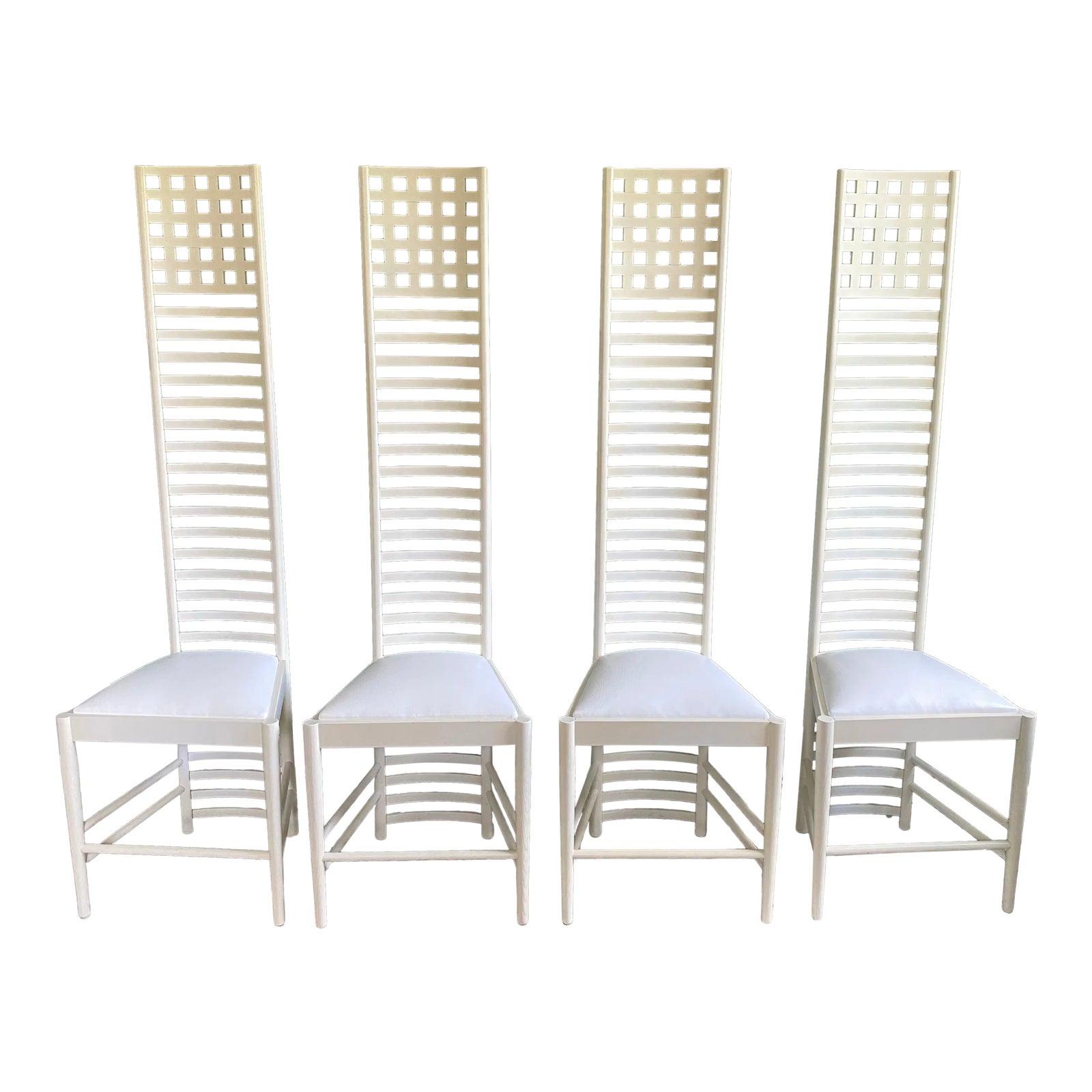 1980s Vintage Charles Rennie Mackintosh-Style High Back Chairs by ...